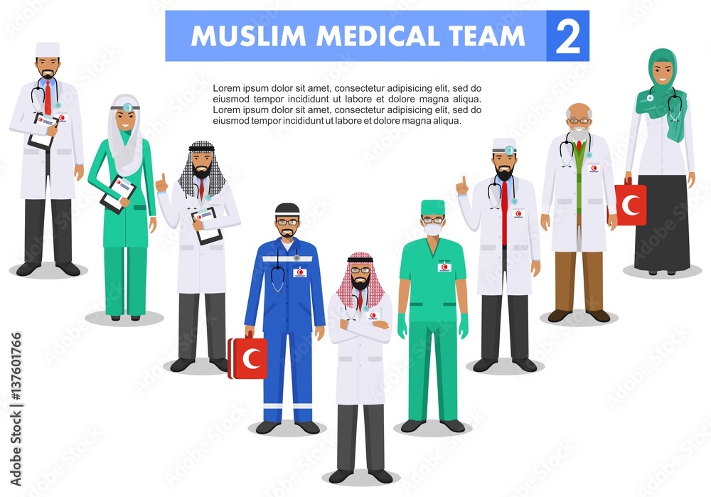 Medical concept. Detailed illustration of muslim arabian doctor and ...