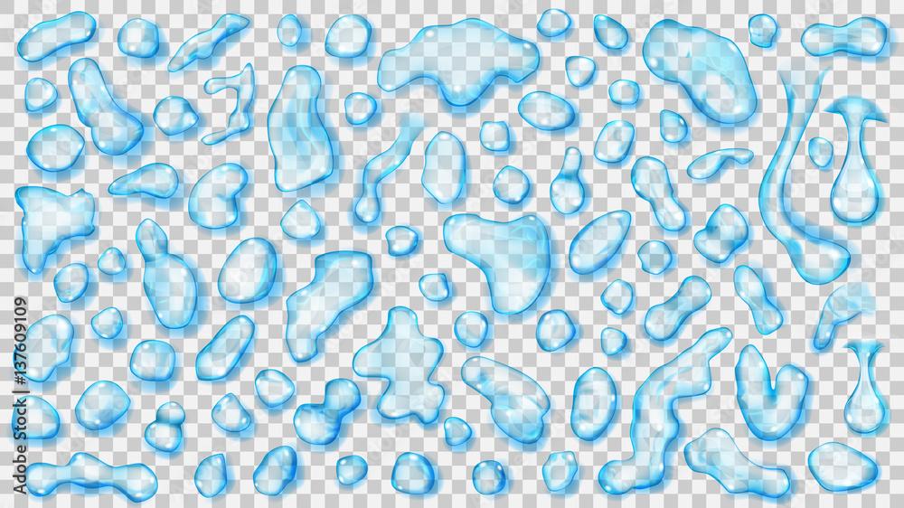 Transparent light blue drops. Transparency only in vector format Stock ...