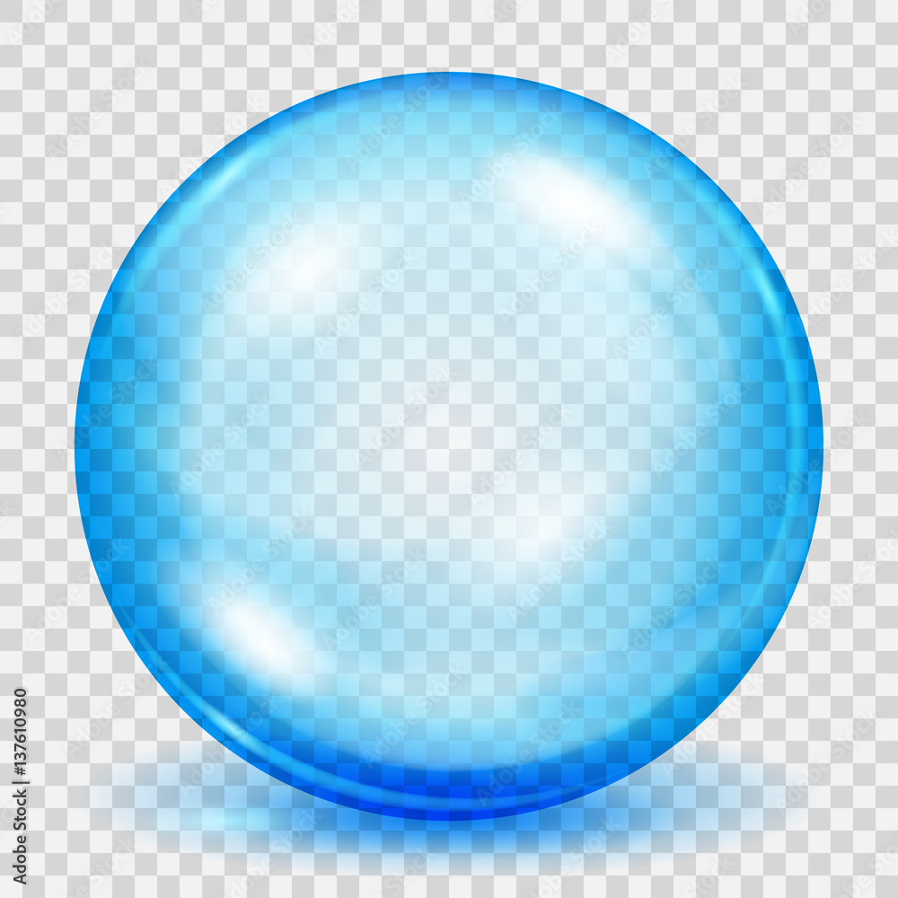 Transparent light blue sphere with shadow. Transparency only in vector ...