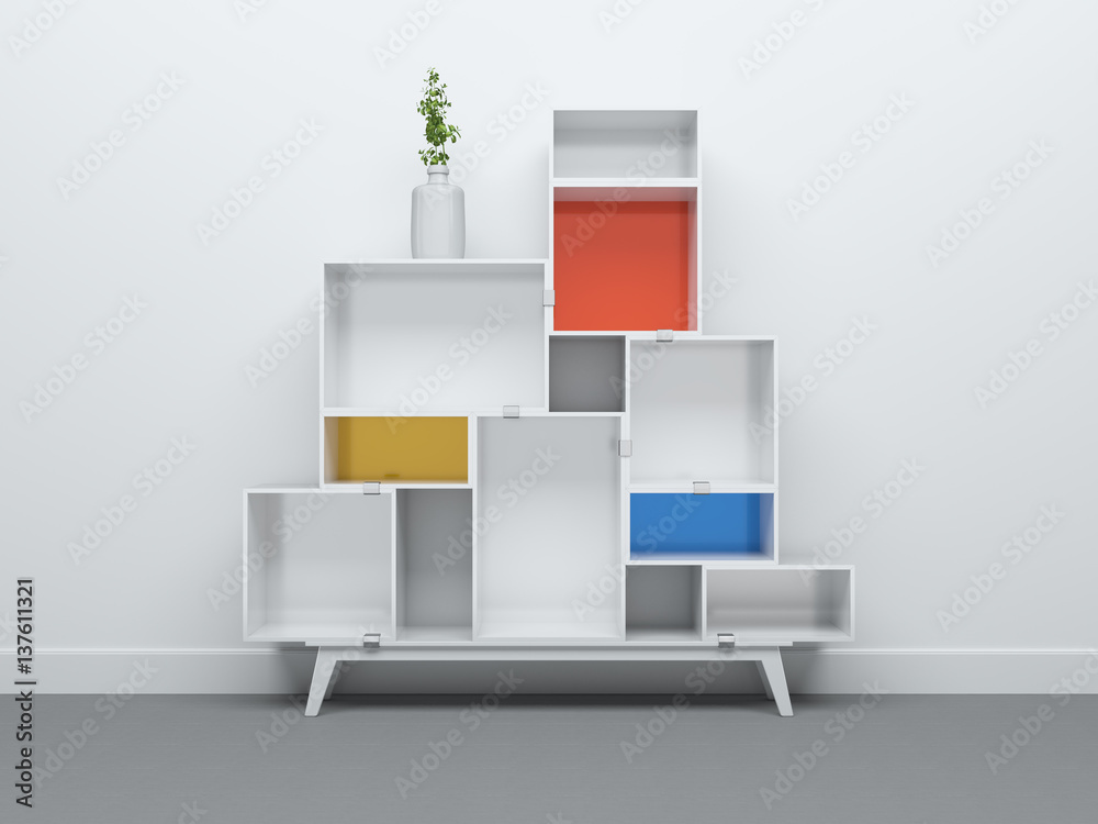 Empty shelving or library bookcase 3d illustration Stock Illustration ...