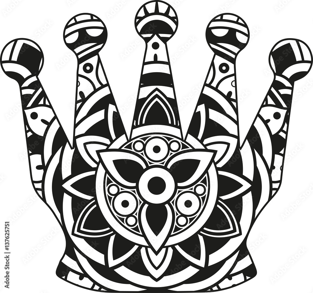 Vector illustration of a mandala crown silhouette Stock Vector | Adobe ...