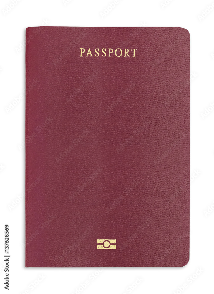 Red passport background on white background with clipping path. Stock ...