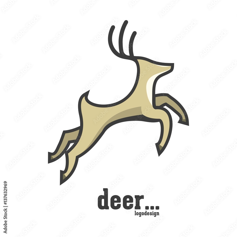 Deer Leaping Logo Stock Vector | Adobe Stock