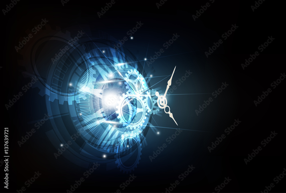 Abstract Futuristic Technology Background with Clock concept and Time ...