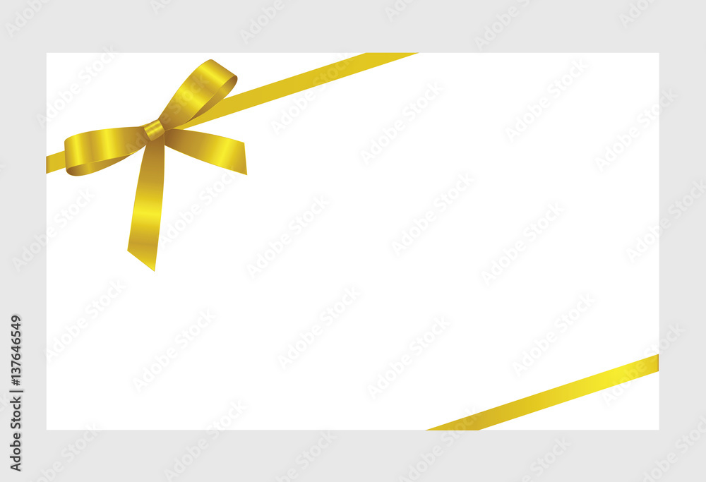 Gift Card With Golden Satin Ribbon And Shiny Golden Satin Bow Isolated ...