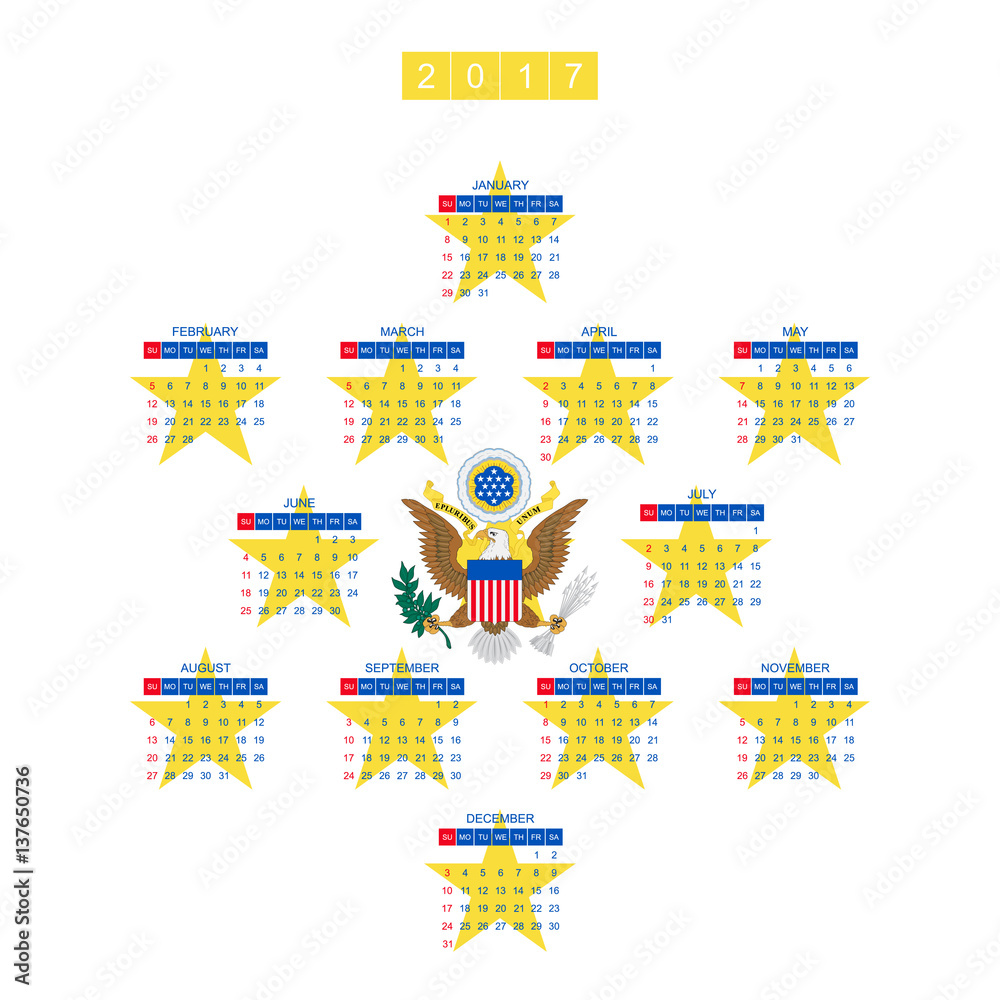 Calendar for 2017 Year. Week starts monday. For residents of the United ...