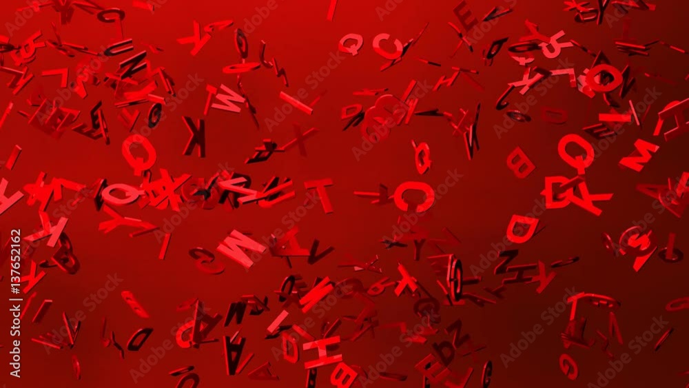Red Alphabets On Red Background. Loop able 3DCG render Animation. Stock ...