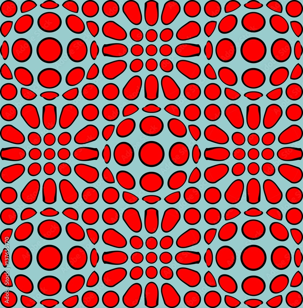 Vintage patterns with red round uneven shapes on blue background. Stock ...