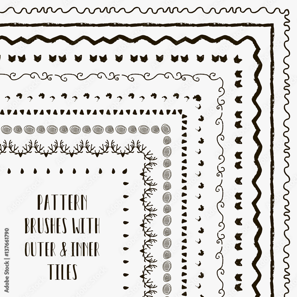 Vector pattern brushes with outer and inner tiles Stock Vector | Adobe ...