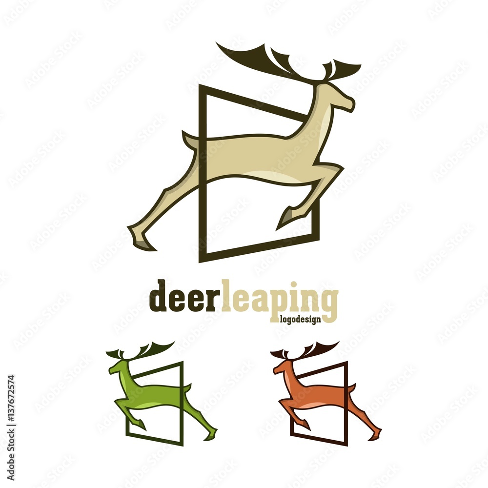 Deer Logo, Deer Leaping Design Logo Vector Stock Vector | Adobe Stock