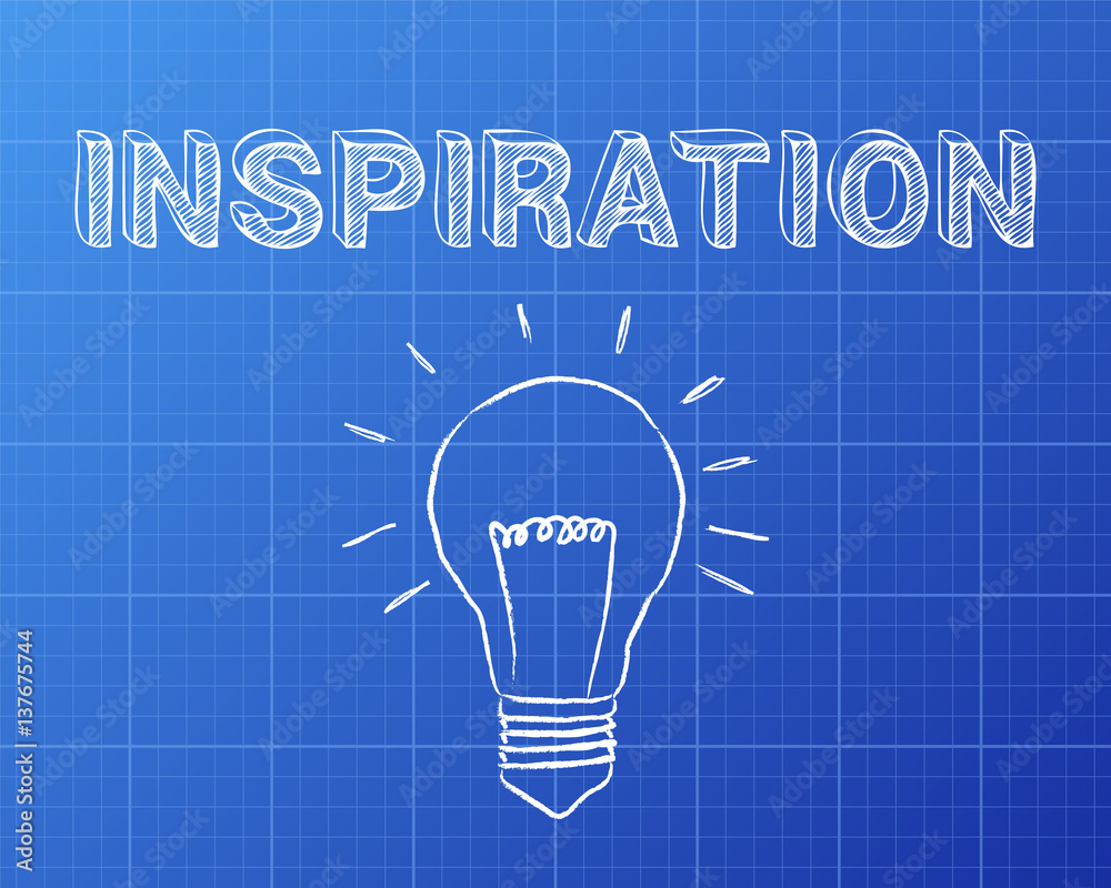 Inspiration Light Bulb Blueprint Stock Vector | Adobe Stock