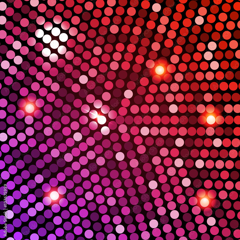 Vector pink disco lights purple background. Club neon pattern. Abstract ...