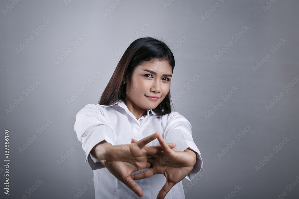 Women hand stretched Stock-Foto | Adobe Stock