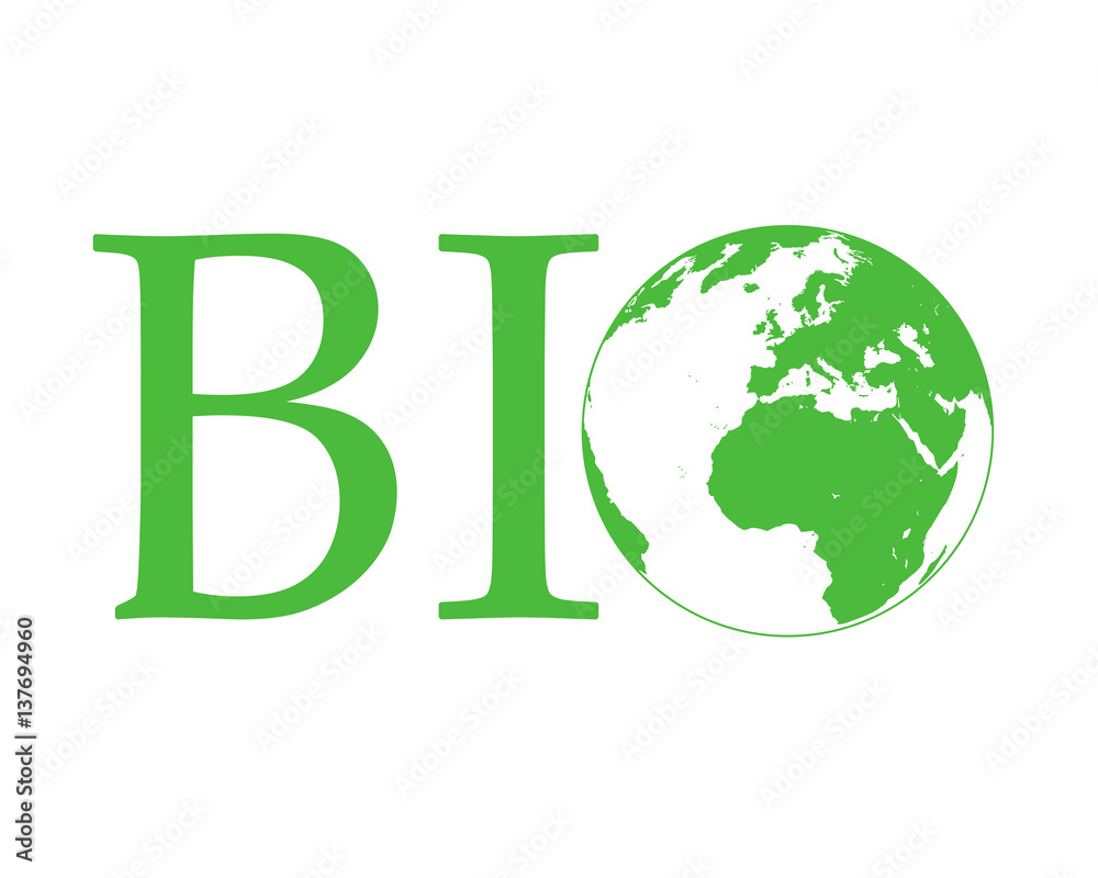 vettoriale logo bio verde con disegno pianeta terra / mondo Stock ...
