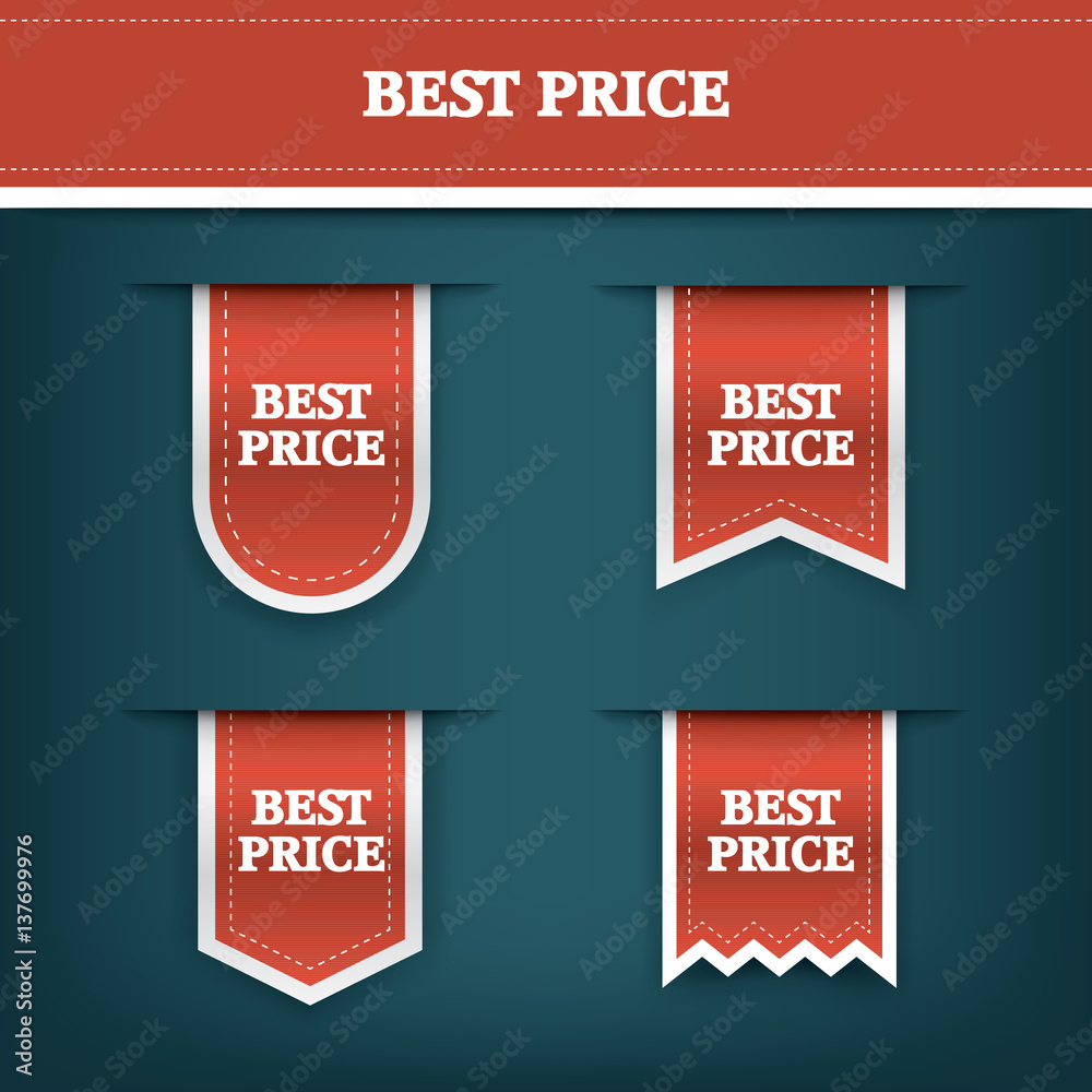 Collection of vertical sales ribbon vector tag icons for product ...