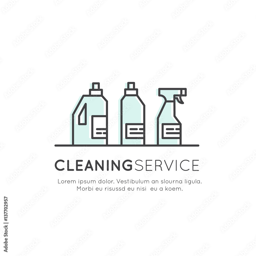 Vector Icon Style Illustration Concept Logo of Cleaning Service ...
