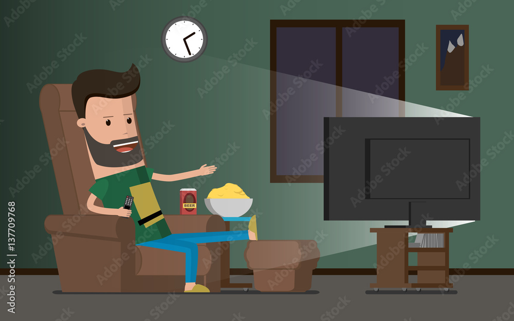 Lazy Man Watching Tv