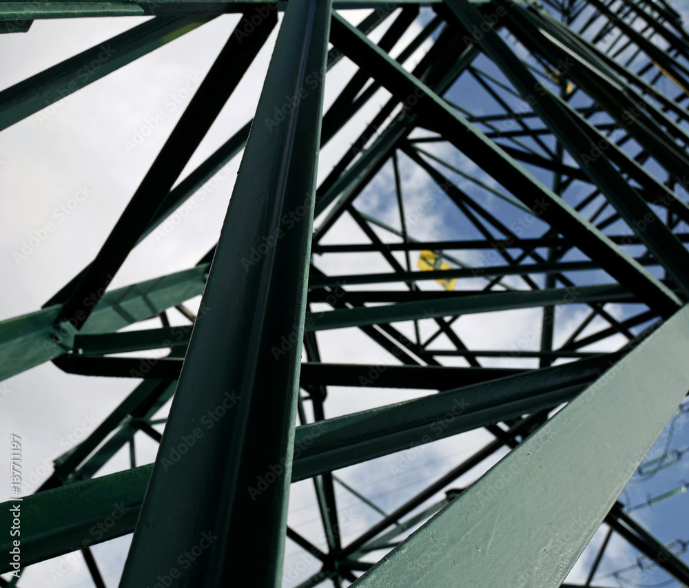 The metal structure of a pylon of the electric line. Stock Photo ...