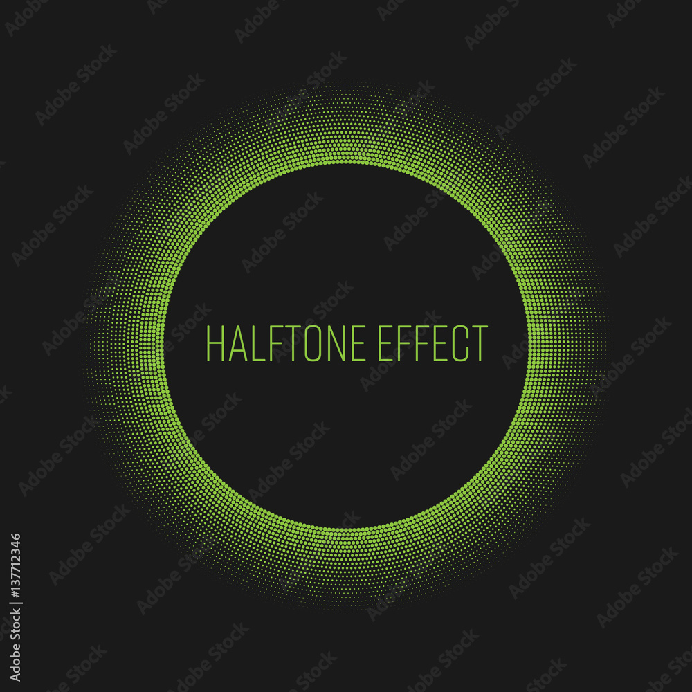 Green halftone ring with white circle and text label in the middle ...