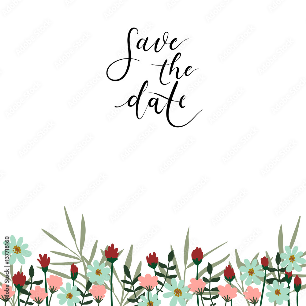 Save the date hand lettering card, wedding invitation. Modern calligraphy. Stock Vector | Adobe ...