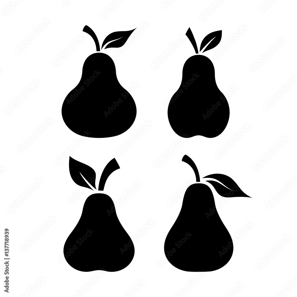 Pear fruit black shape vector icon Stock Vector | Adobe Stock