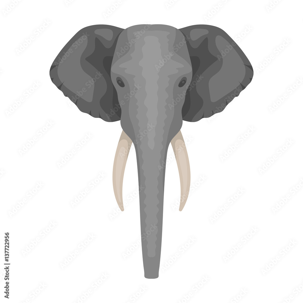 Elephant icon in cartoon style isolated on white background. Realistic ...