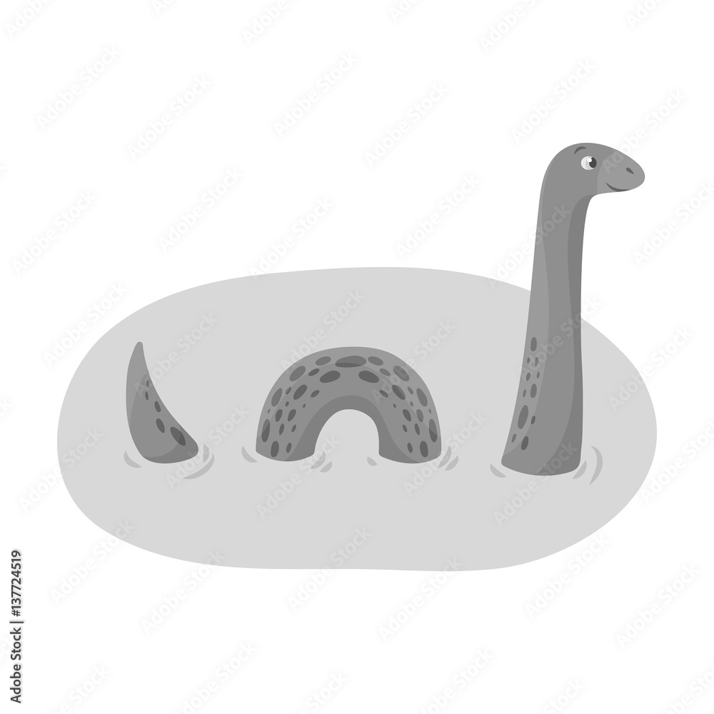 Loch Ness monster icon in monochrome style isolated on white background ...
