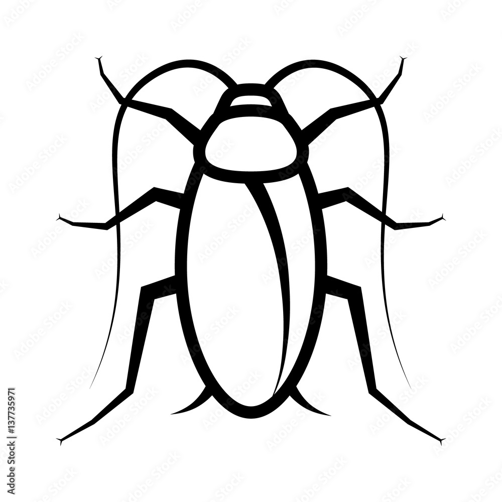 Cockroach pest or roach infestation line art vector icon for insect ...