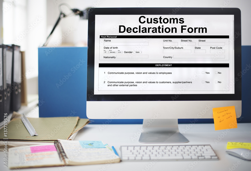 Customs Declaration Form Invoice Freight Parcel Concept Stock Photo ...
