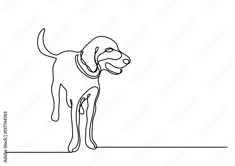 continuous line drawing of dog standing Stock Vector | Adobe Stock