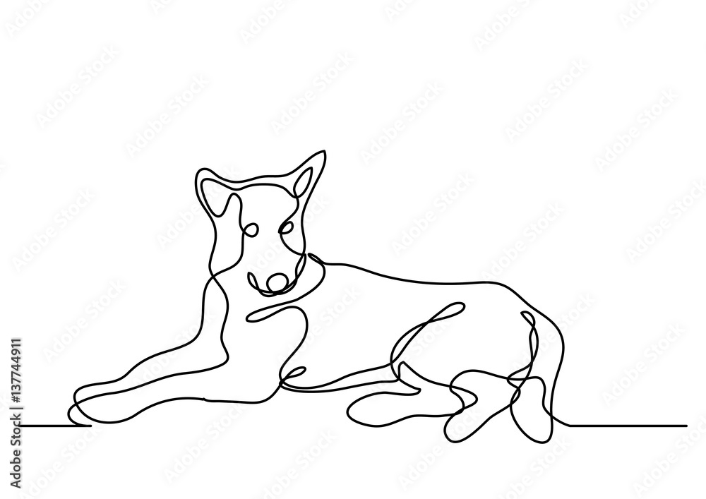 continuous line drawing of laying shepherd dog Stock Vector | Adobe Stock
