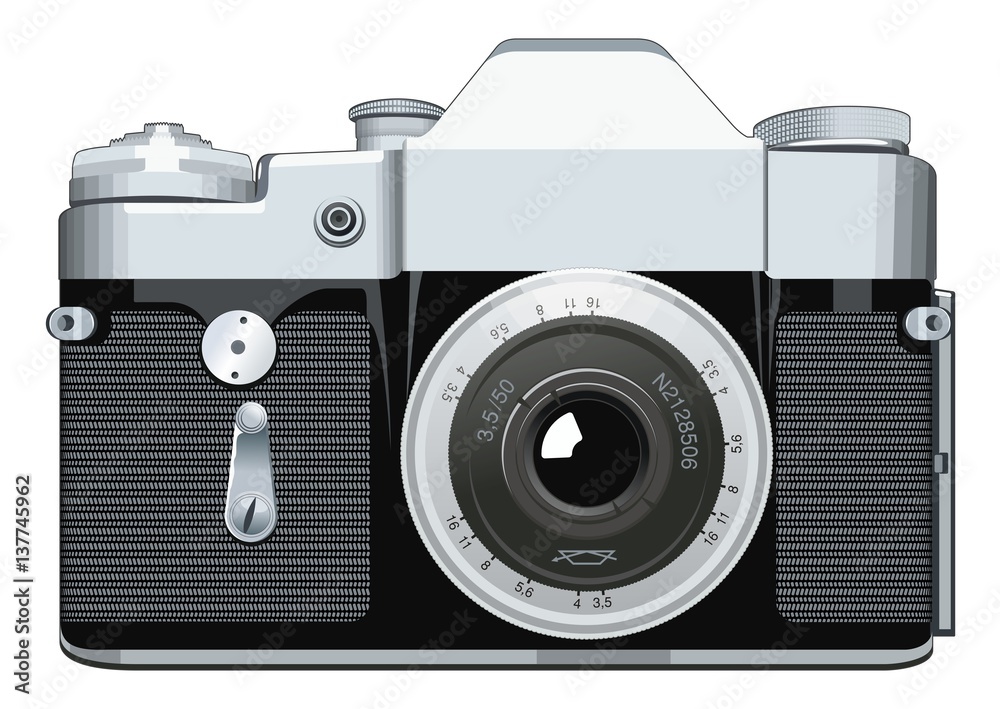 Realistic vintage reflex camera Vector Illustration on white background ...