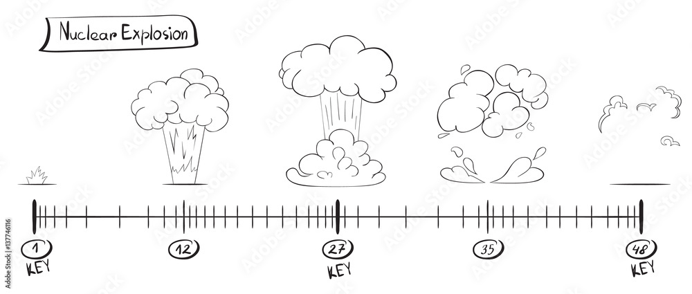 Storyboard animation explosion. Sketch on the timeline Stock Vector ...