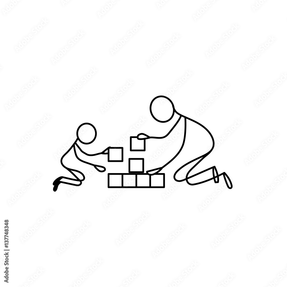 Cartoon icon of sketch little people in cute miniature scenes. Stock ...