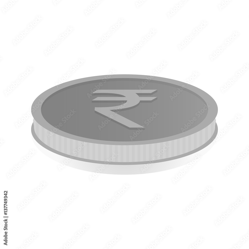 Vector illustration of a silver coin with symbol of rupee, rupiah Stock ...