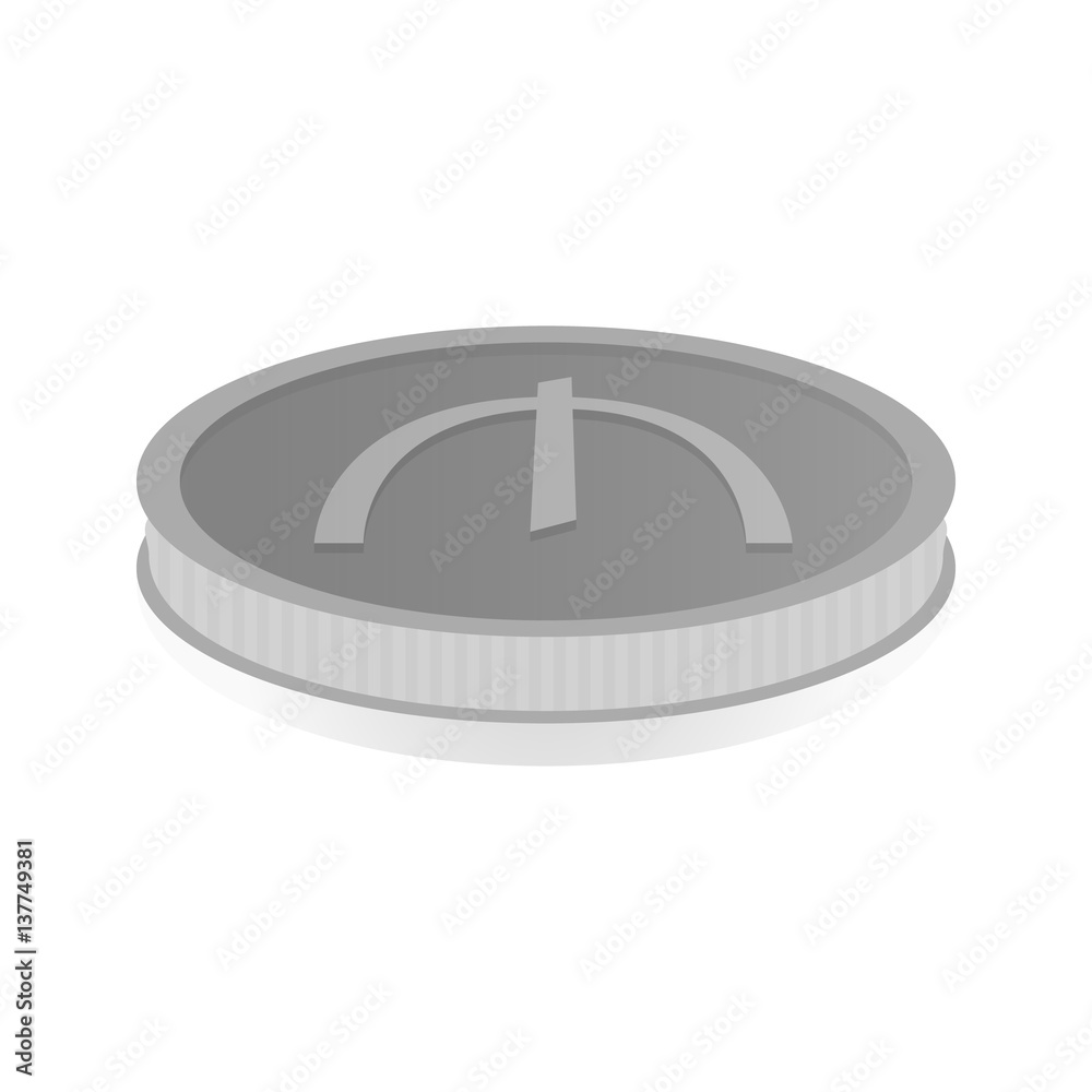 Vector illustration of a silver coin with symbol of azerbaijani manat ...