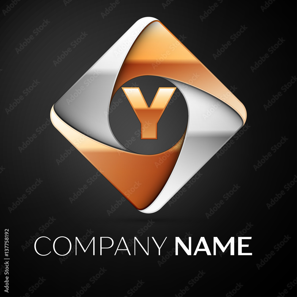 Letter Y vector logo symbol in the colorful rhombus on black background ...