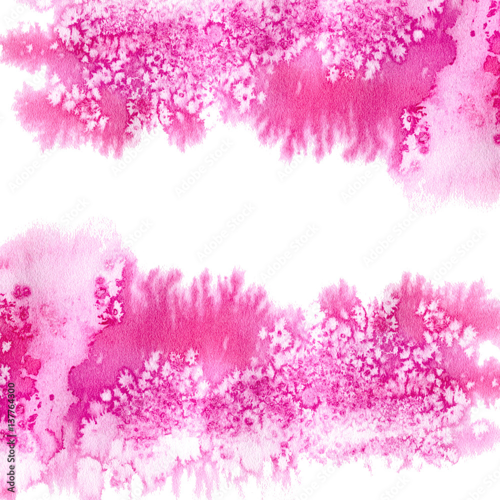Abstract pink watery frame.Aquatic backdrop.Ink drawing.Watercolor hand ...