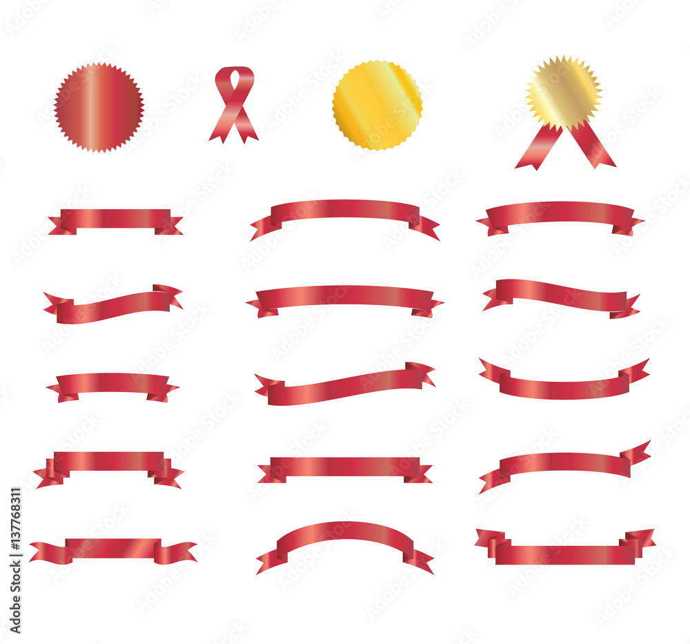 Ribbon. Christmas Ribbon labe and bow tie Stickers. label vintage icon ...