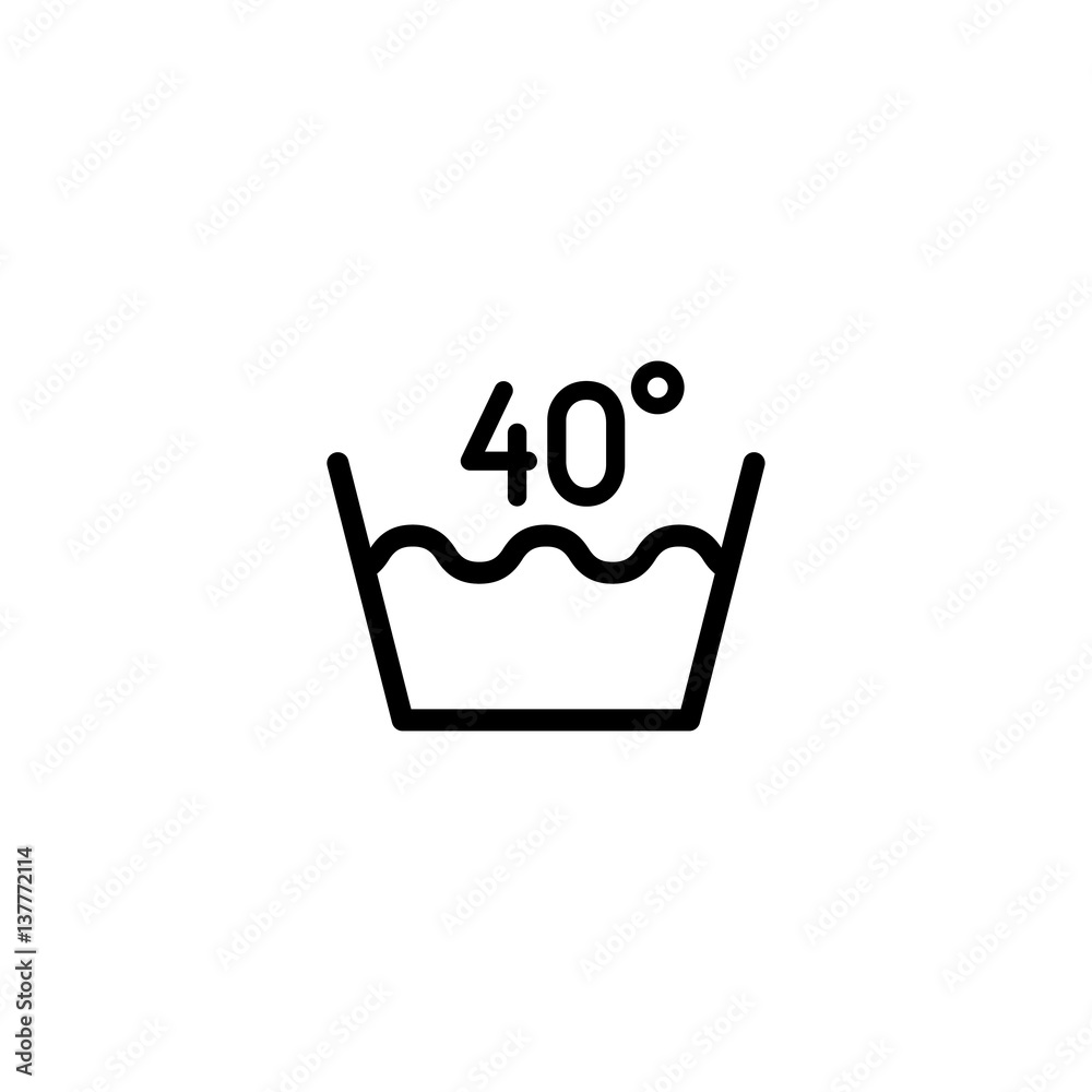 40 degrees washing laundry symbol line icon black on white Stock Vector ...
