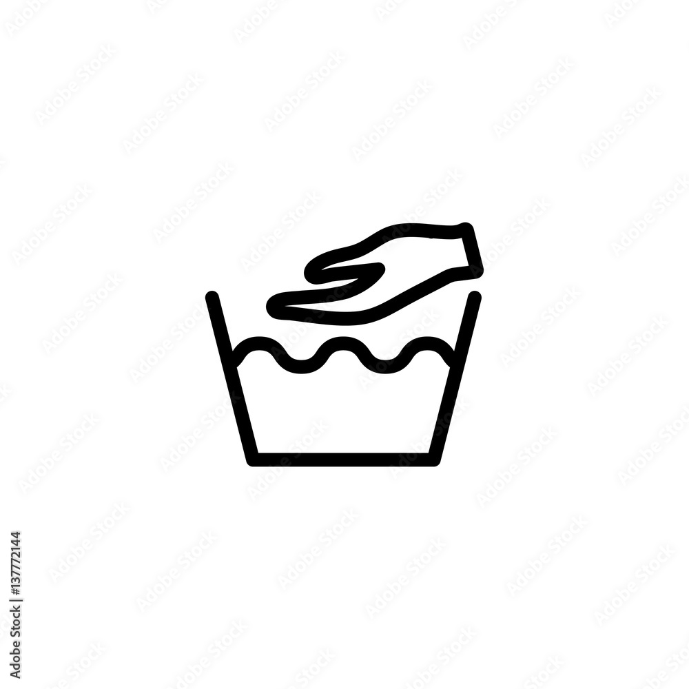 hand washing laundry symbol line icon black on white Stock Vector ...