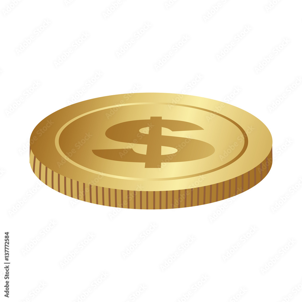color silhouette with icon coin in horizontal position vector ...