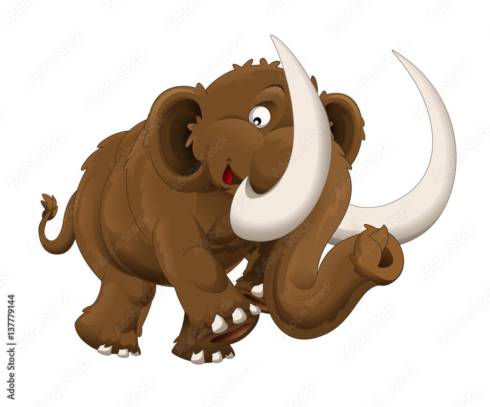 cartoon happy mammoth - isolated - illustration for children Stock ...