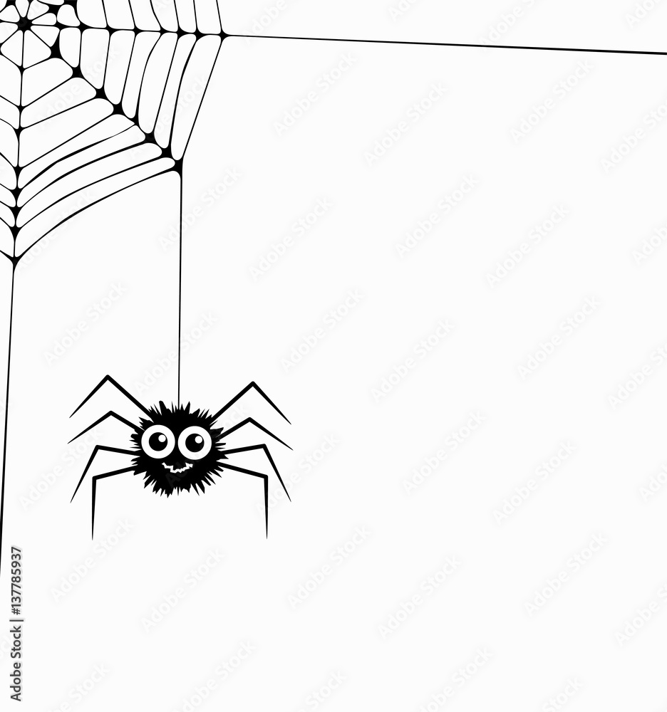 vector cartoon of hanging spider and web network Stock Vector | Adobe Stock