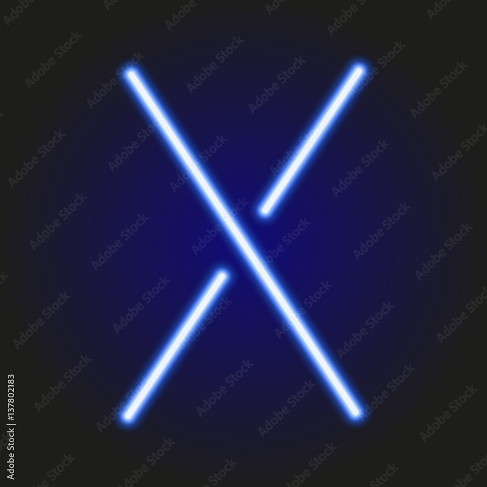 single light blue neon letter X of vector illustration Stock Vector ...