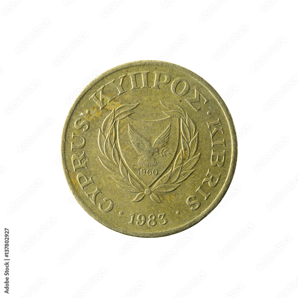 2 cypriot cent coin (1983) reverse isolated on white background Stock ...