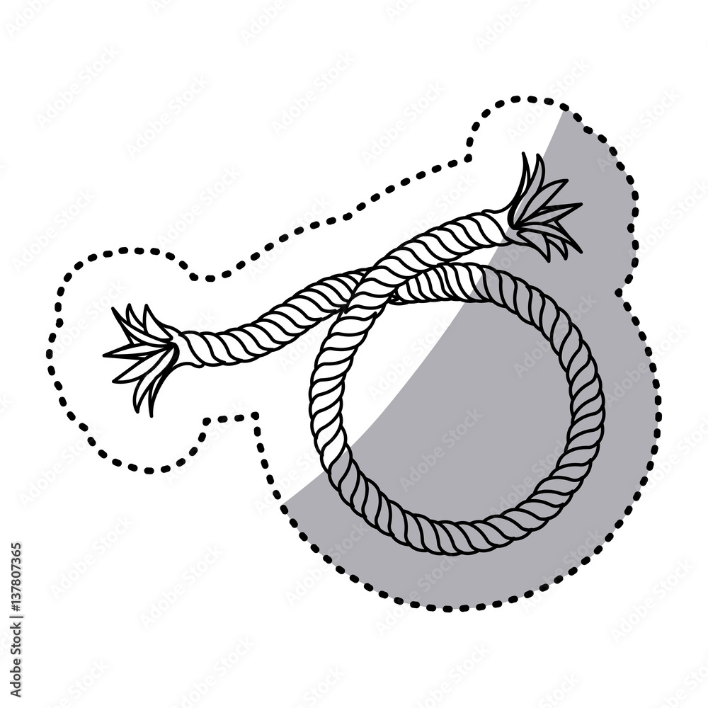 sticker silhouette realistic nautical break rope vector illustration ...