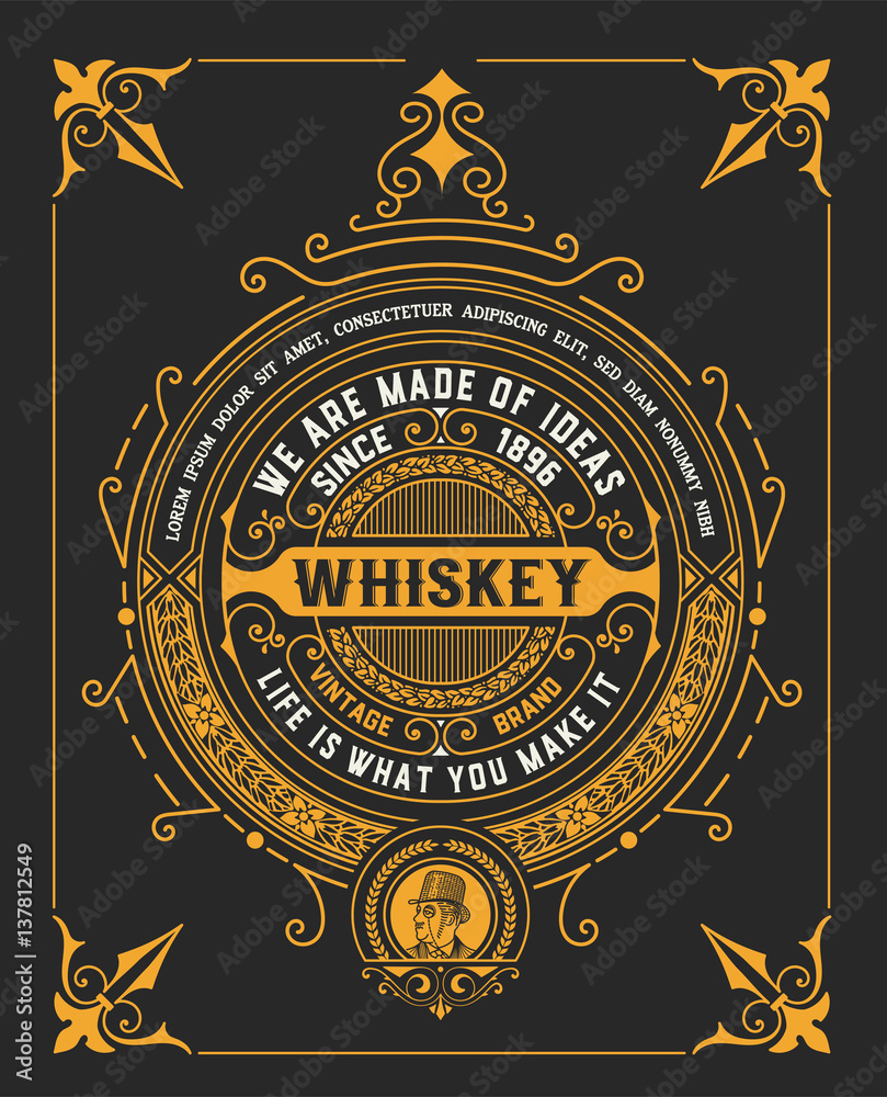old vintage whiskey label design Stock Vector | Adobe Stock