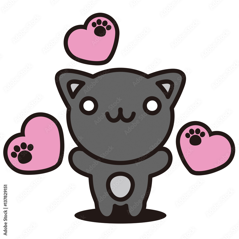 Cat_and_Hearts Stock Vector | Adobe Stock