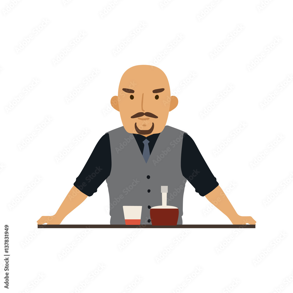 Bartender vector characters isolated on white background Stock Vector ...